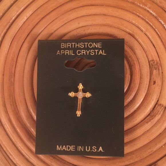 Vintage | Jewelry | Vintage April Crystal Birthstone Lapel Cross Pin ...